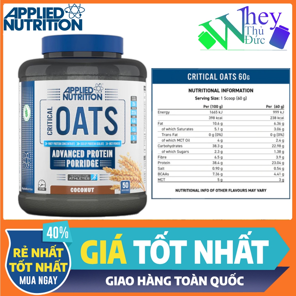 Critical Oats 3Kg Applied Nutrition - Bữa ăn nhanh cung Cấp Protein + Carb + Fat + BCAA ...