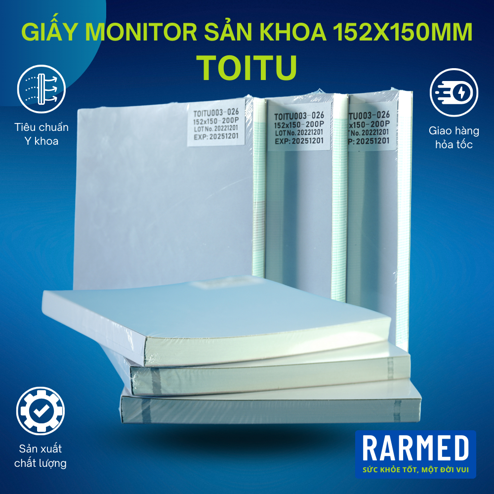 Giấy monitor sản khoa Toitu không lỗ in ghi nhịp tim thai, cơn gò tử ...