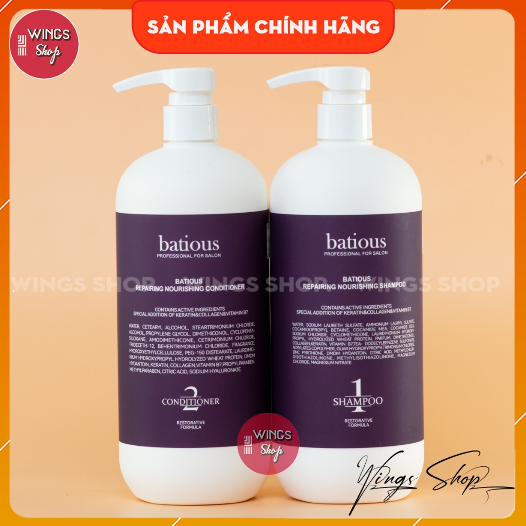 Cặp Dầu Gội Xả Batious Tím 500ml-960ml Phục Hồi Hư Tổn Đa Tầng, Tái Tạo ...