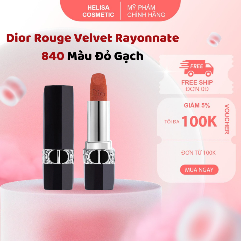 Son Dior 840 Màu Đỏ Gạch Full Size Son Rouge Velvet Rayonnate màu đỏ ...