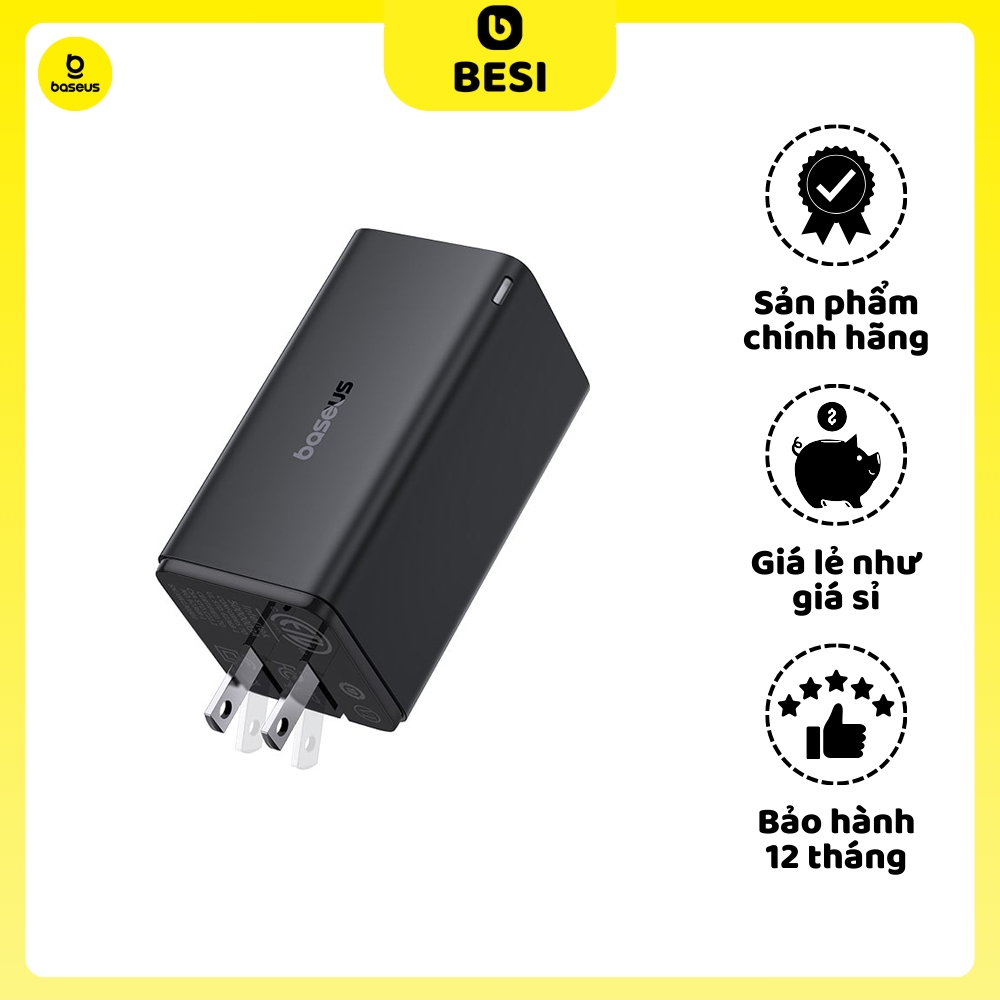 Cốc Sạc Nhanh OS-Baseus GaN6 Pro Fast Charger 2C+2U 100W (Chân dẹp US ...