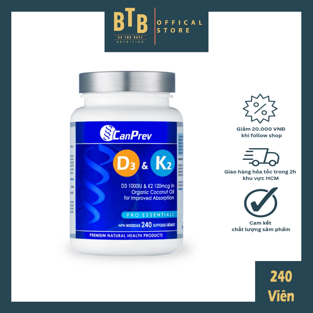 Viên uống bổ sung vitamin D3 & K2 240 viên hỗ trợ chắc khỏe xương khớp tăng cường hệ miễn dịch ...