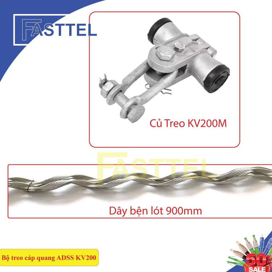Bộ treo cáp quang ADSS KV200 (Bao gồm Củ treo và Dây bện lót) | Shopee ...