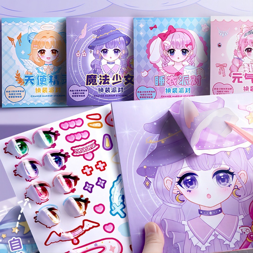 Hình dán trang điểm công chúa bóc dính sticker make up đồ chơi thủ công ...