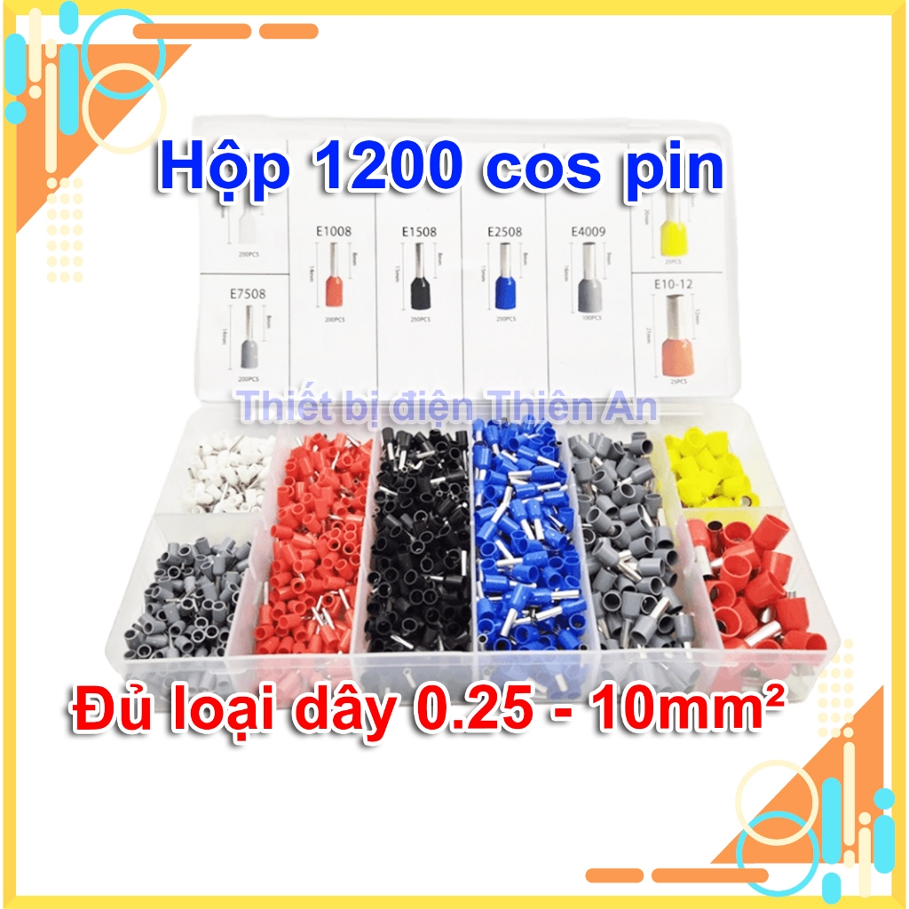 Hộp cos pin 1200 đầu cos pin rỗng đựng trong hộp nhựa tiện dụng đấu CB an toàn Sử dụng chung Kìm ...