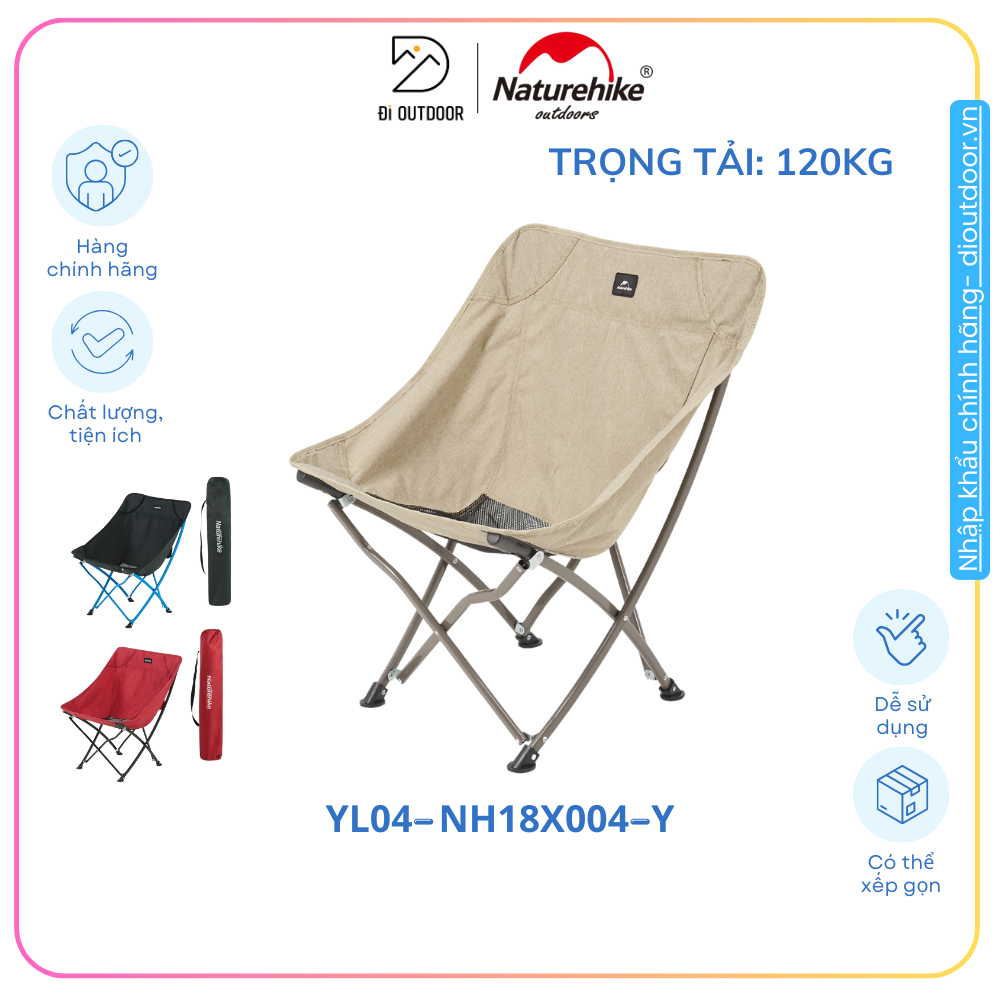 Ghế Xếp Dã Ngoại Naturehike YL04 NH18X004-Y, CHỊU TẢI 120KG | Shopee ...