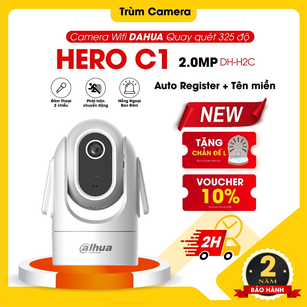 Camera DAHUA Wifi HERO C1 H2C/H4C, Vẽ Hàng Rào Ảo, Đàm Thoại 2 Chiều, Xoay 360 độ, Auto Register ...