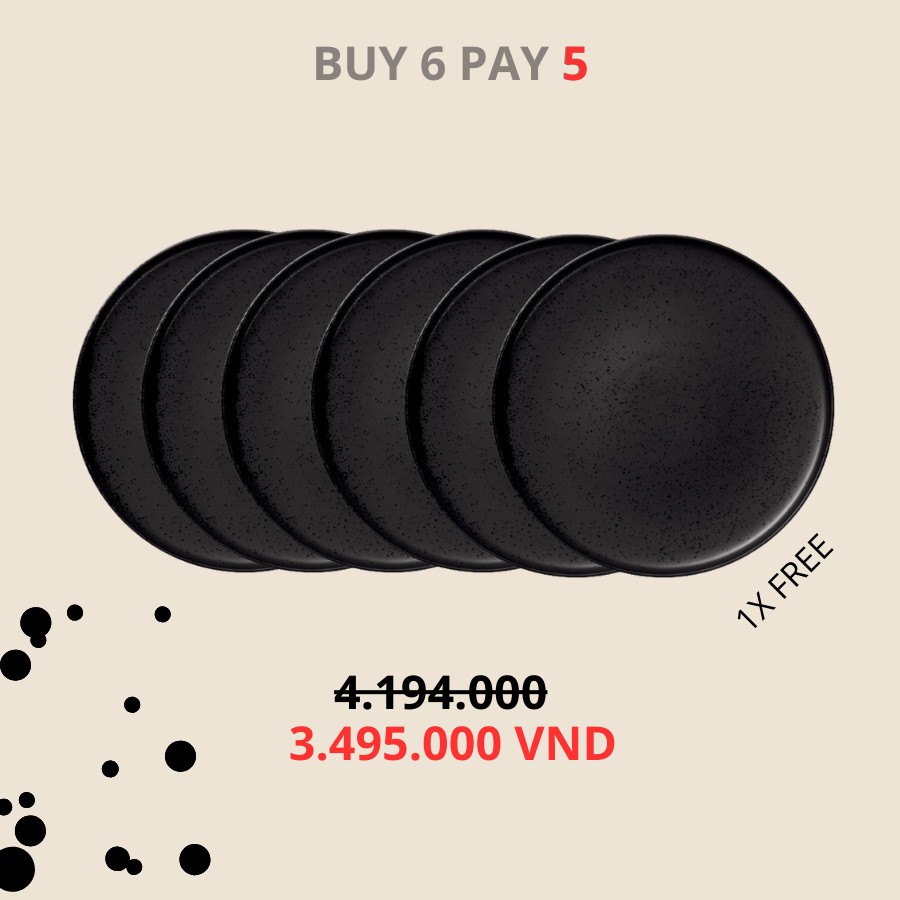 [ƯU ĐÃI MUA 6 TRẢ 5] Set 6 dĩa 26cm COPPA KURO sứ chất lượng cao ASA-SELECTION nhập khẩu Đức ...