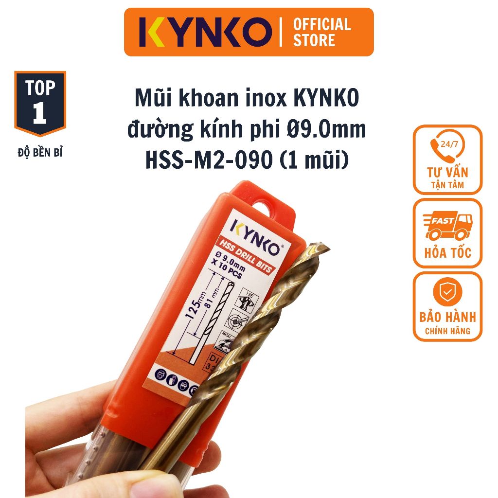 MŨI KHOAN INOX KYNKO đường kính phi Ø9mm HSS-M2-090(1 mũi) | Shopee Việt Nam