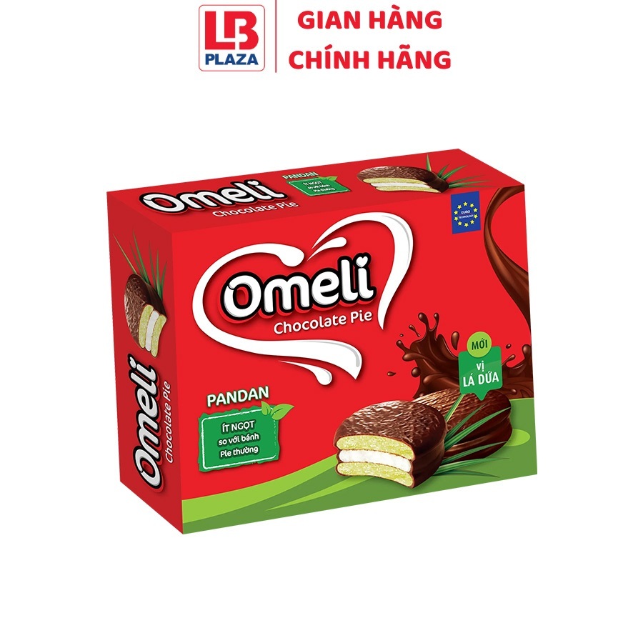 Bánh Omeli Chocolate Pie vị lá dứa hộp 300g | Shopee Việt Nam