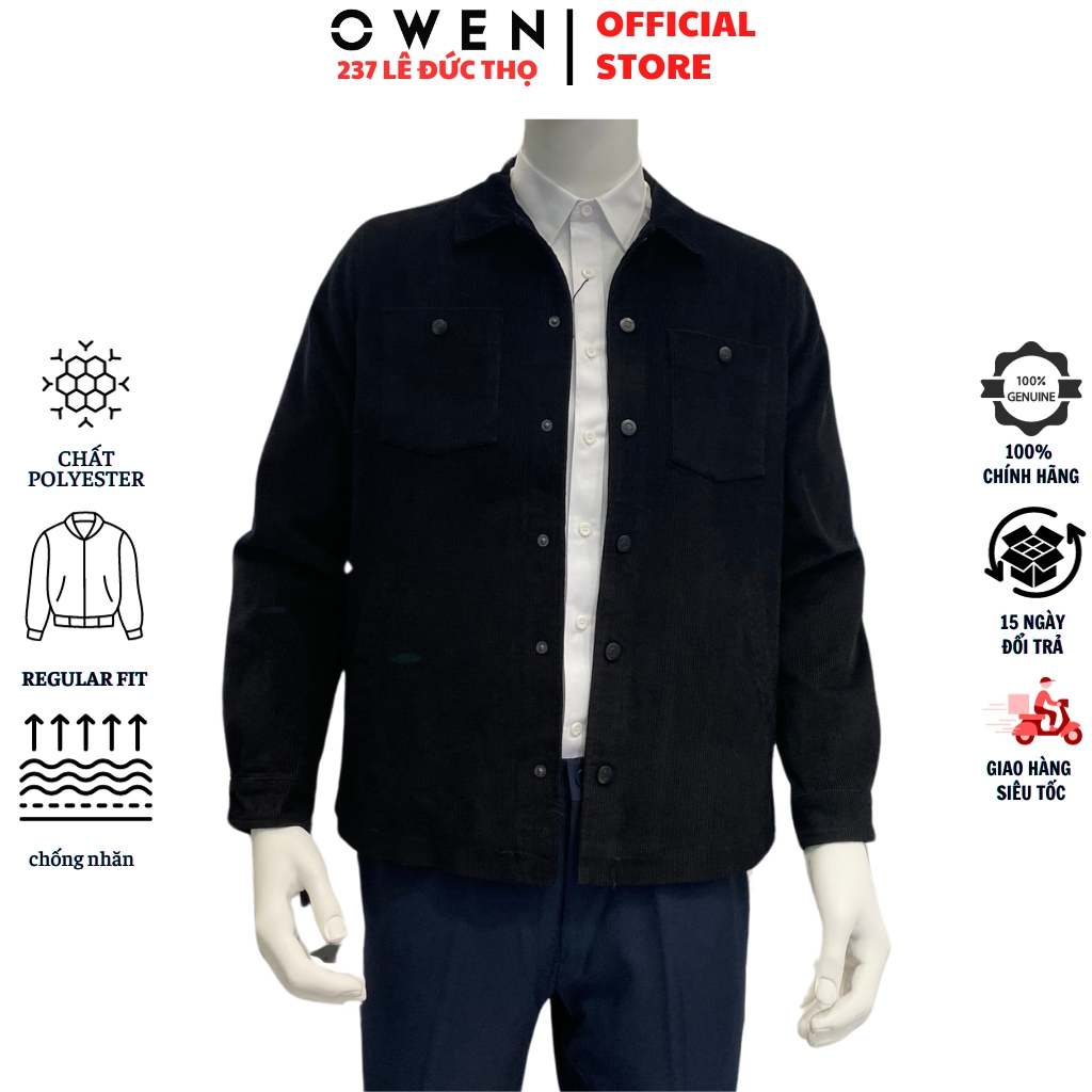 Áo khoác Jacket nam Owen JK220731 nhẹ 2 lớp màu đen dáng suông vải ...