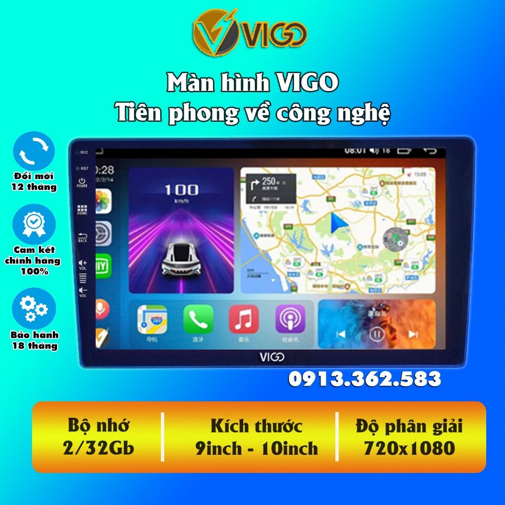Màn hình DVD android VIGO lắp sim chip 8 nhân lắp sim 4g,5g thu phát ...