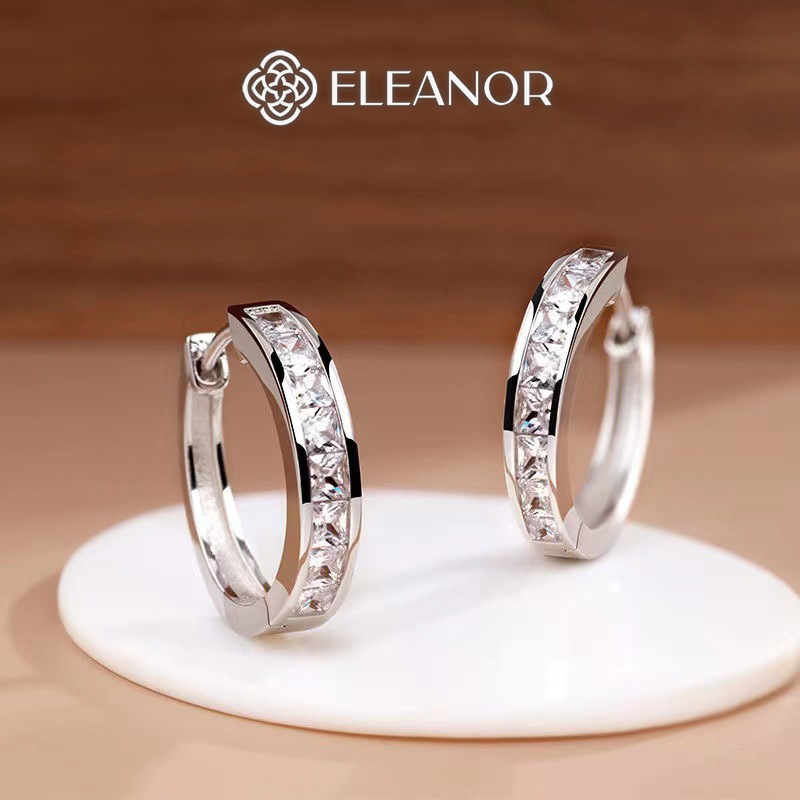 Khuyên tai nữ chuôi bạc 925 Eleanor Accessories dáng tròn bông tai đính ...