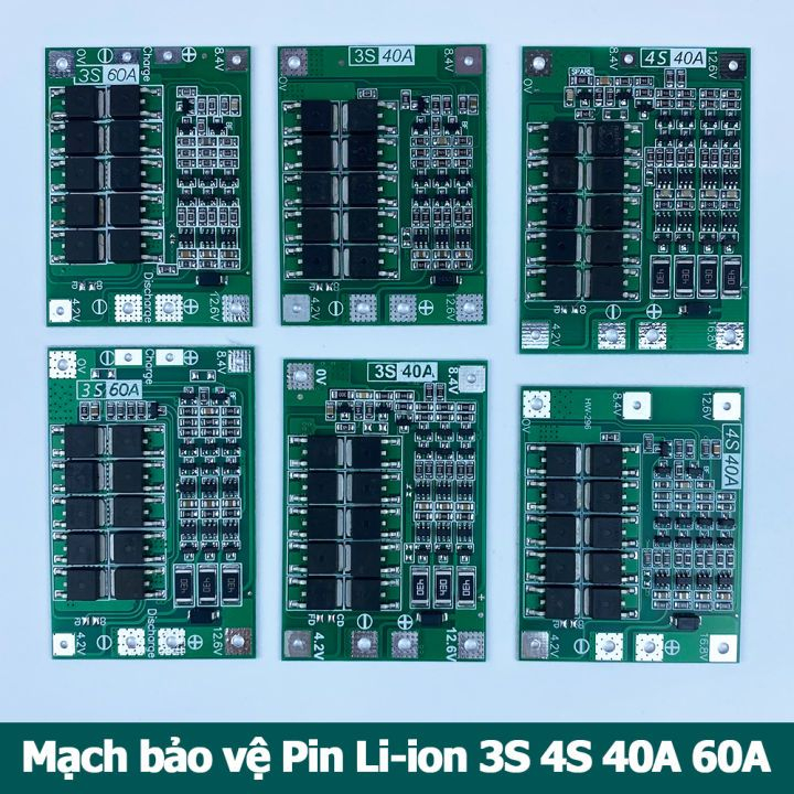 Bảng mạch cân bằng bảo vệ pin Li-ion 3S 4S 40A 60A BMS 18650 11.1V 12.6V 14.8V 16.8V | Shopee ...