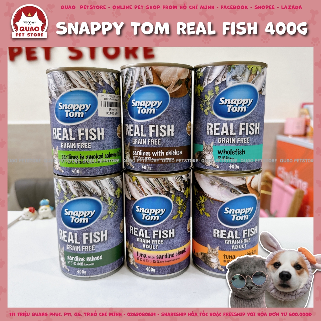Pate lon Real Fish Grain Free Snappy Tom 400g, thức ăn ướt cho mèo từ 2 ...
