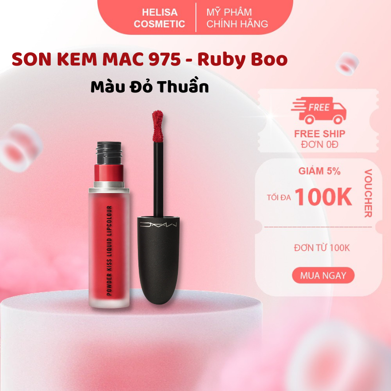 Son kem MAC Powder Kiss Liquid Lipcolour 975 Ruby boo | Shopee Việt Nam