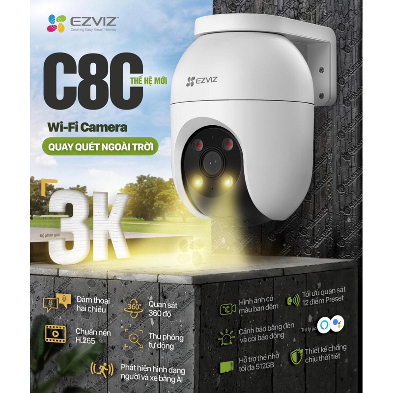 Camera wifi Ezviz C8C 2k+ 4mp và C8C 3k 5mp | Shopee Việt Nam