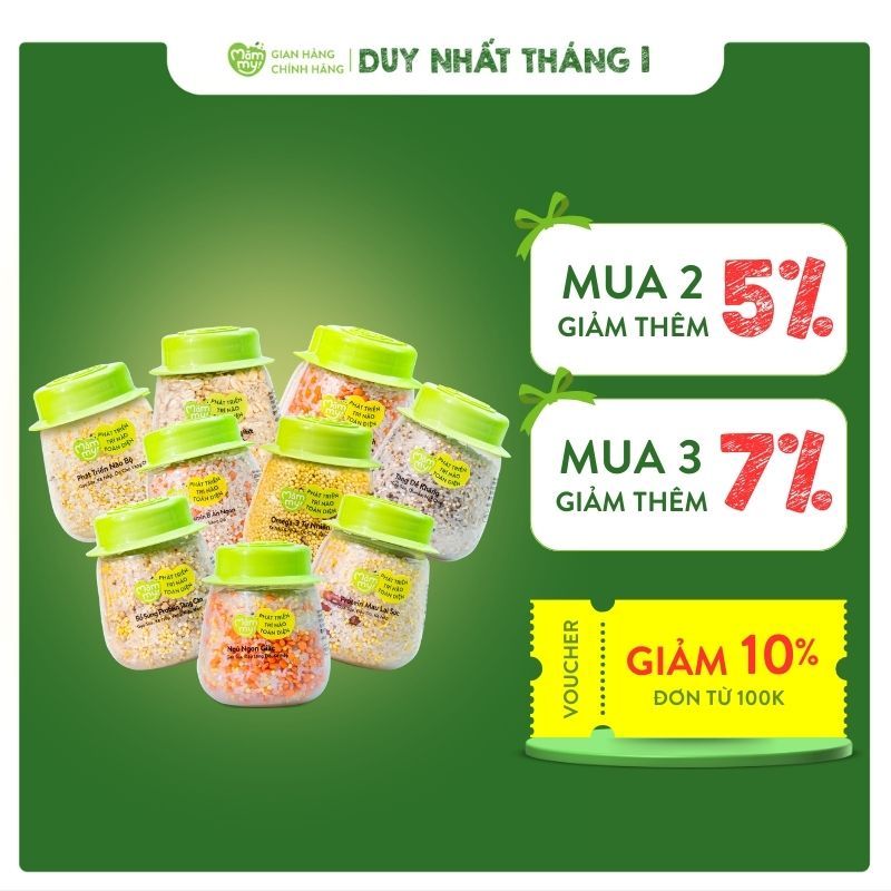Hạt mix sẵn cho bé ăn dặm Mom's Collection kết hợp bởi hạt óc chó, hạt kê, hạt chia và các loại ...