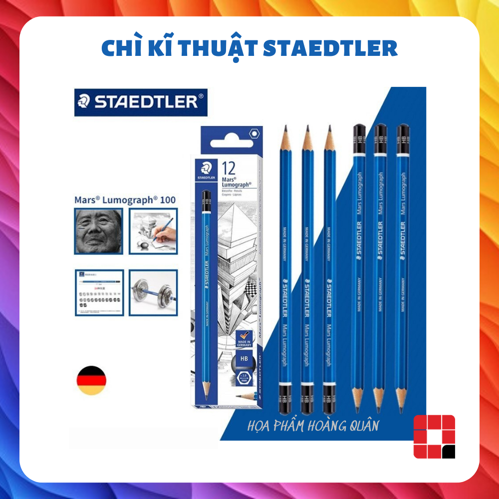 Bút chì Đức STAEDTLER Mars Lumograph 100 thân xanh, Bút chì kỹ thuật, từ 2B đến 9B | Shopee Việt Nam