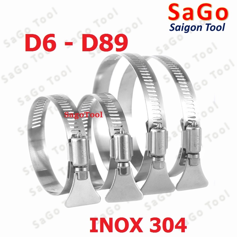 Đai siết inox có tay vặn, Cổ dê inox, Quai nhê xiết ống inox 304 có tay vặn size D6-D89 | Shopee ...