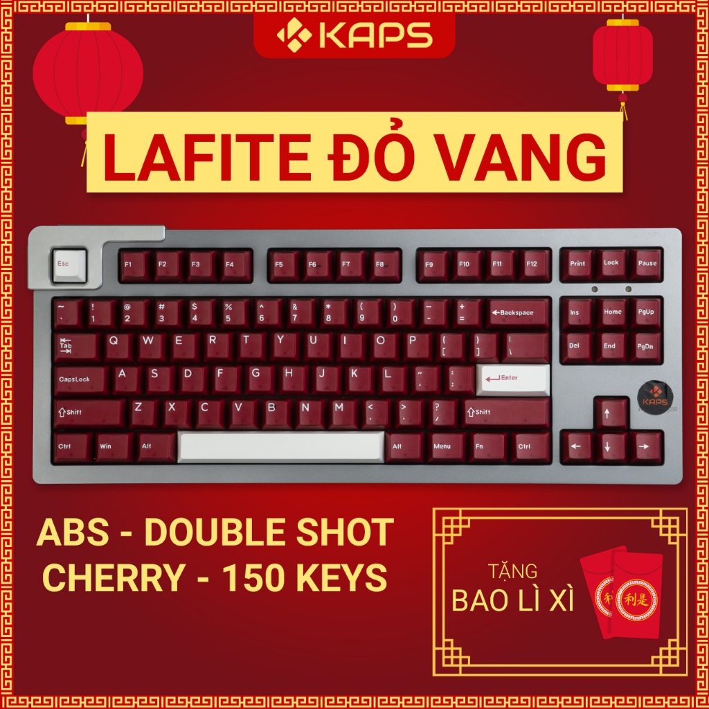 Keycap Lafite đỏ vang nhựa ABS profile Cherry in Double-shot 150 nút ...