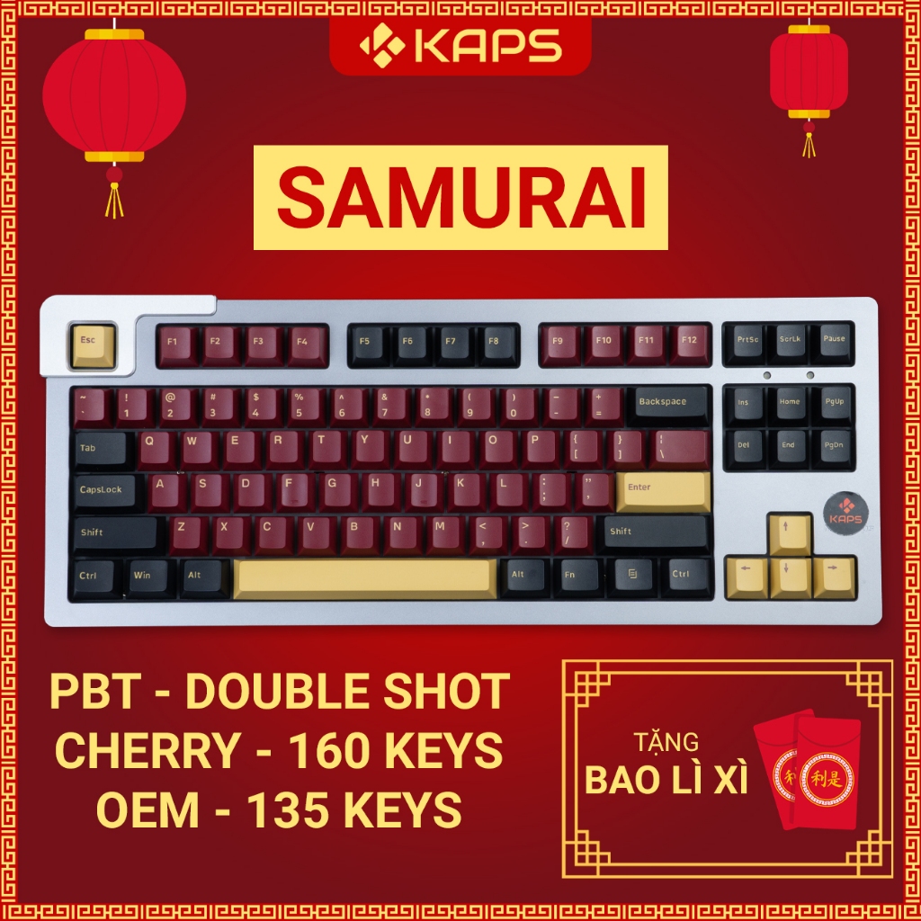 Keycap Red Samurai | Nhựa PBT | Profile OEM/Cherry | In double shot ...