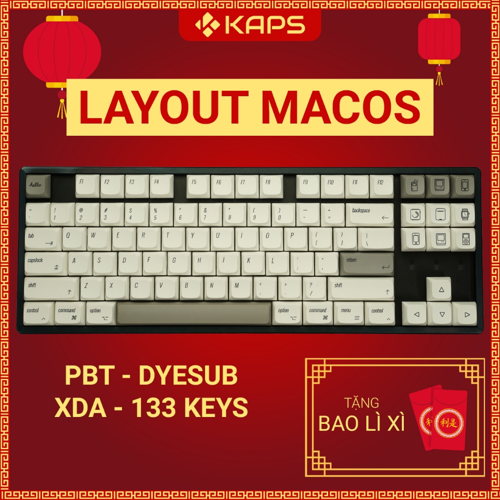 Keycap layout mác | Nhựa PBT | Profile XDA | In dyesub | 133 nút cho bàn phím cơ | Shopee Việt Nam