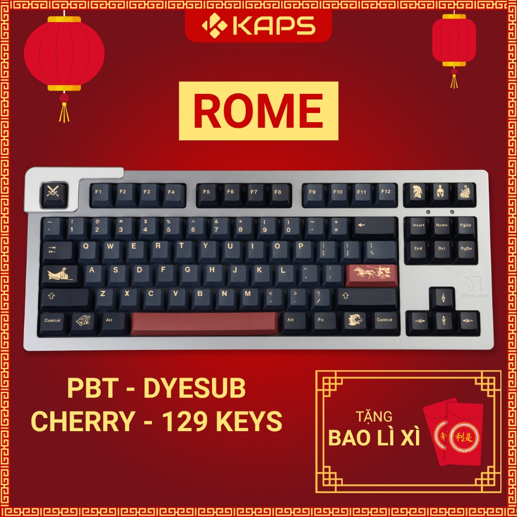 Keycap ROME nhựa PBT profile Cherry in dyesub 129 nút cho bàn phím cơ ...