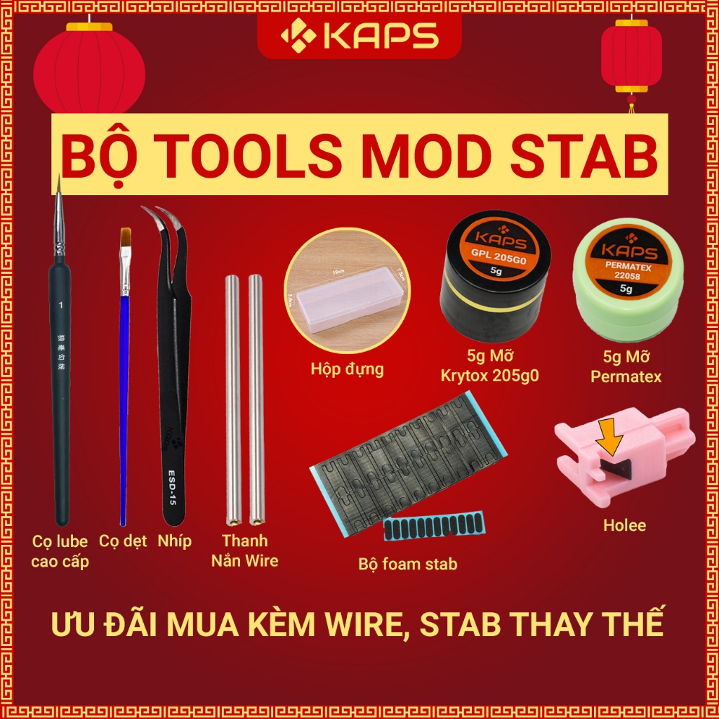 Bộ dụng cụ lube mod stab (KHÔNG HỘP NHỰA) bàn phím cơ | Mỡ lube stab ...