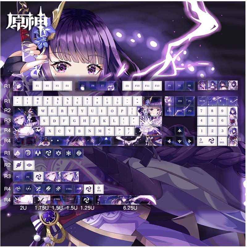 Keycap Genshin Impact Furina Focalors thick PBT xuyên led in dyesub 5 ...