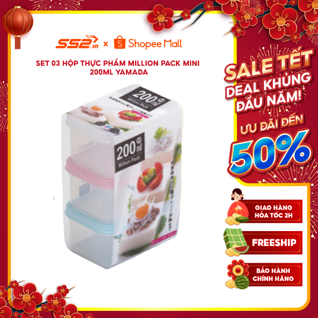 Set 03 hộp thực phẩm Million Pack Mini 200ml Yamada - Hàng chính hãng ...