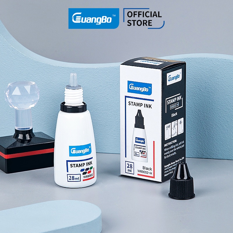 Mực đóng dấu GuangBo 28ml 3 màu xanh - đỏ - đen 69002 | Shopee Việt Nam