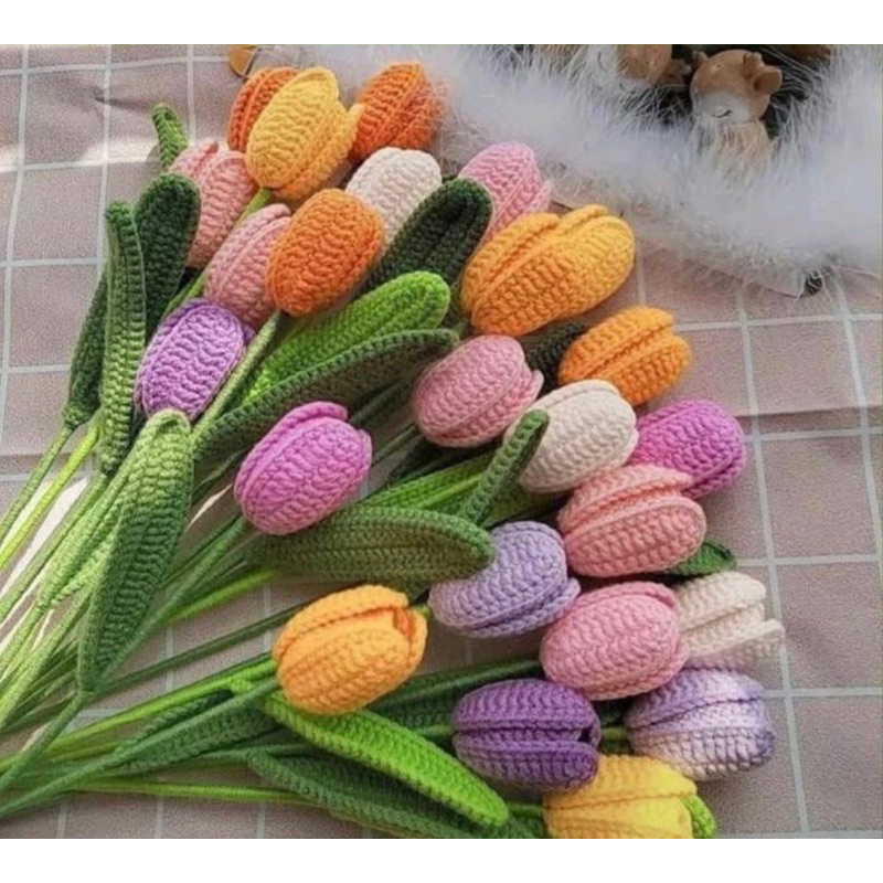 {Có sẵn} Hoa tulip len handmade lẻ từng cành (Không gói giấy) | Shopee ...