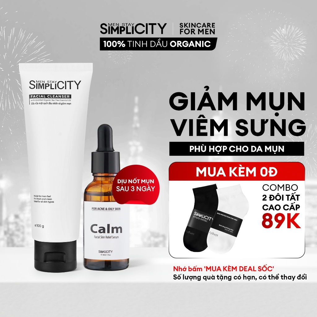 Bộ sản phẩm chăm sóc da nam giảm mụn viêm sưng Men Stay Simplicity Acne ...