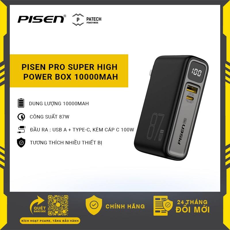 Sạc dự phòng chân cắm PISEN PRO Super High Power Box 10000mAh 87W cho ...