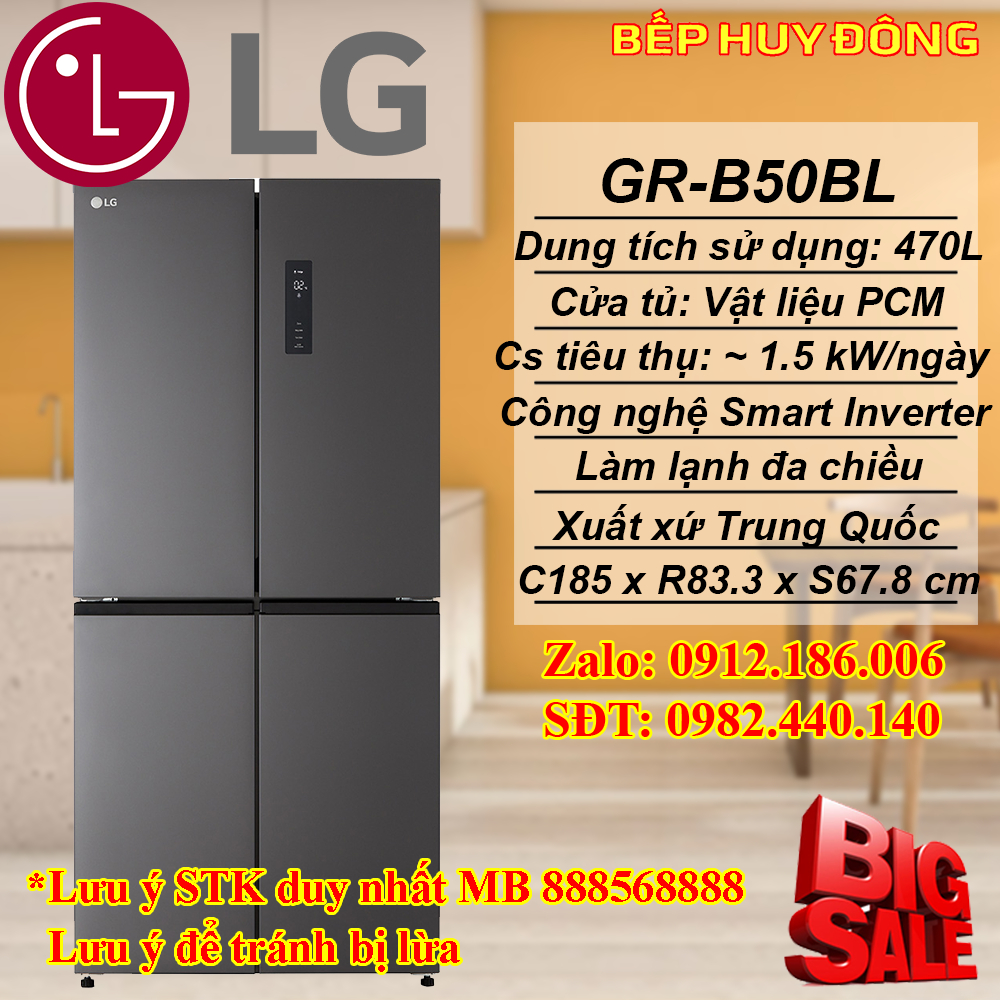 Tủ lạnh LG Inverter 470 lít Multi Door GR-B50BL | Shopee Việt Nam