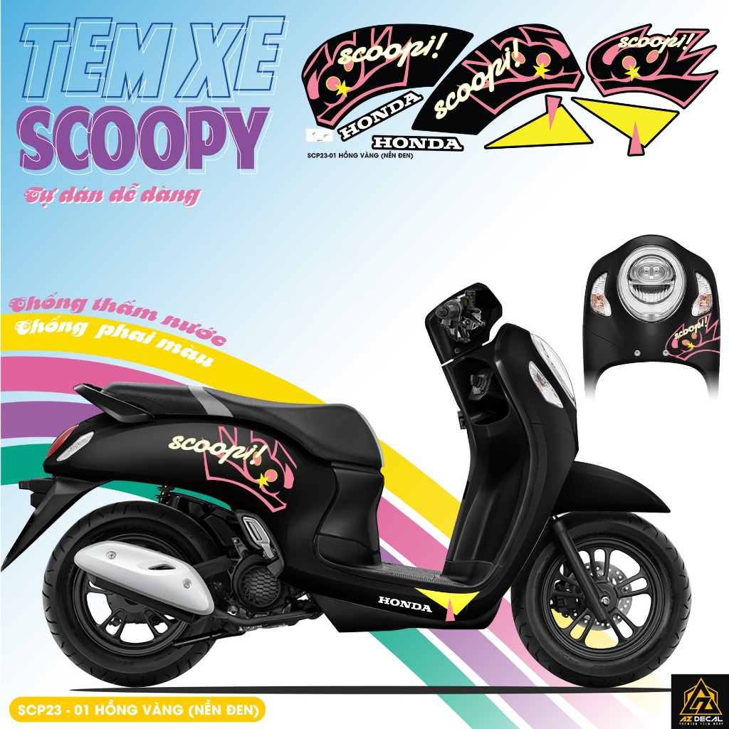 Tem Scoopy 2023 | SCP23-01 | Tem Dán Scoopy Đen Trắng Đỏ Decal Chống ...