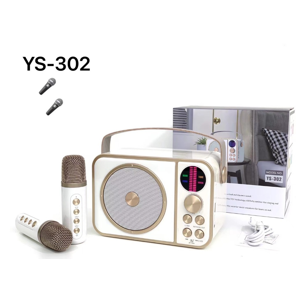 Loa Bluetooth Mini Karaoke Kèm Micro YS-302 Không Dây, Âm Thanh Siêu Hay, Micro Thay Đổi Tone ...