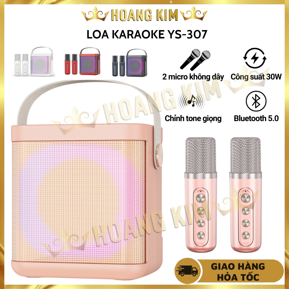 Loa Bluetooth Karaoke Kèm Micro YS-307, Thay Đổi Tone Giọng, Bass Cực Mạnh, Có Led RGB, Âm Thanh ...
