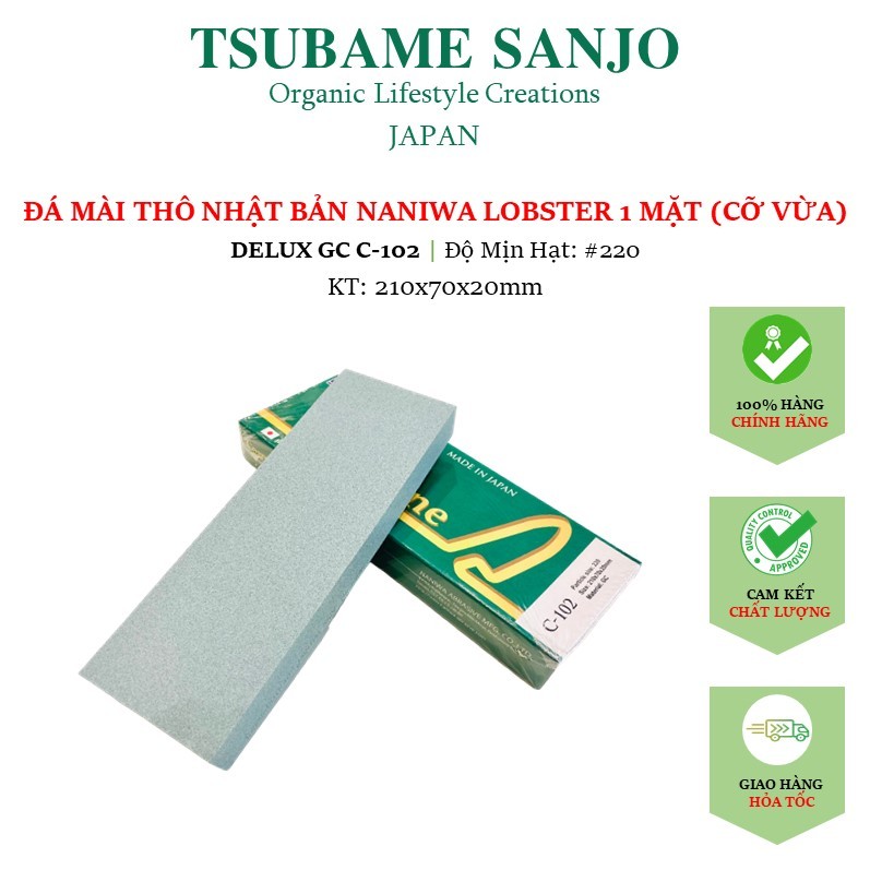Đá Mài Phá Naniwa Nhật Bản DELUX GC C-102 - Mặt Thô #220 Grit | Kích Thước 210x70x20mm | Độ Sắc ...