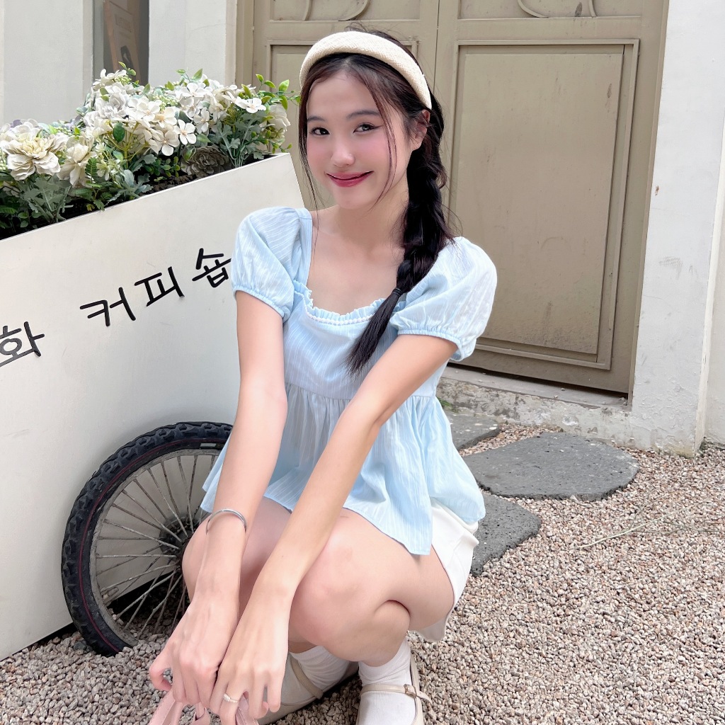 Blue Bell Top - áo babydoll tay phồng | Shopee Việt Nam