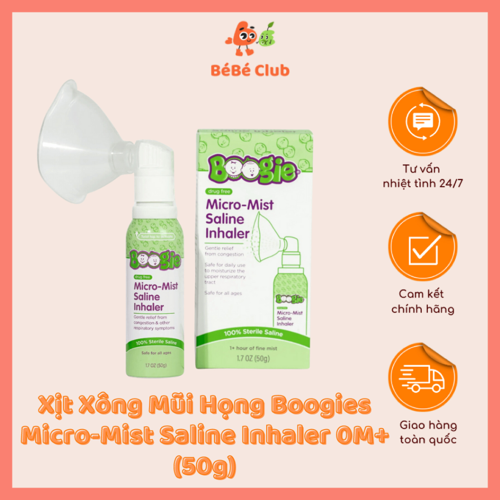 Xịt Xông Mũi Họng Phun Sương Boogies Micro-Mist Saline Inhaler 0M+ (50g ...
