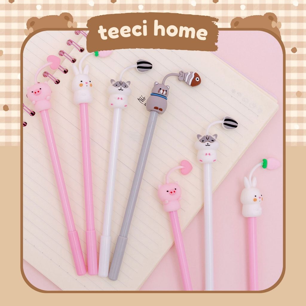 Bút Bi Nước Mực Nước Bút Mực Gel 0.38mm Hình Chibi Thú Cưng Mọc Đồ Trên ...