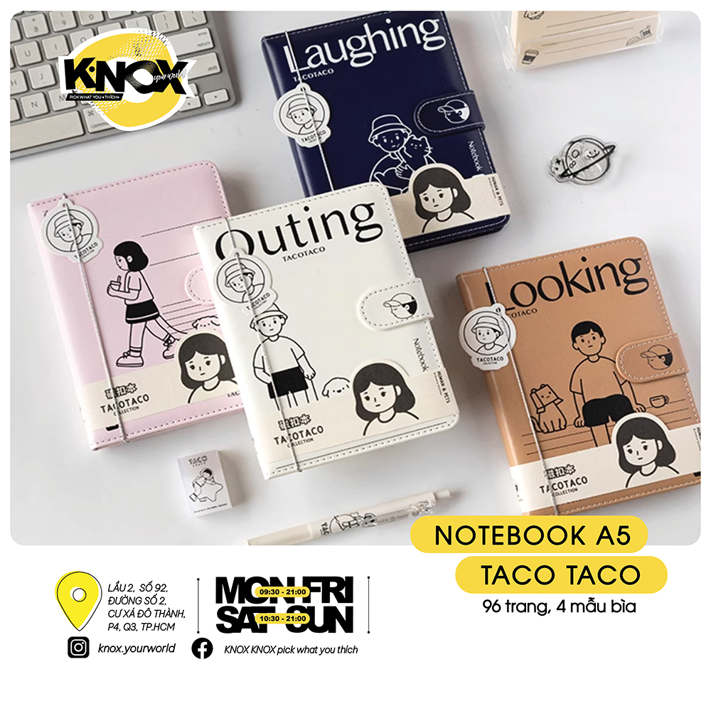 NOTEBOOK A5 TACO TACO 96 trang, 4 mẫu bìa da | Shopee Việt Nam