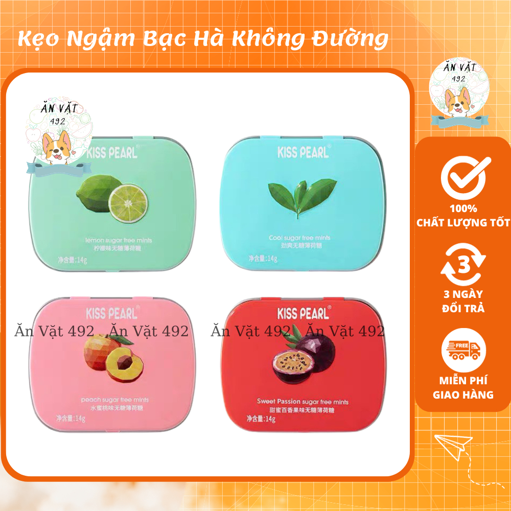 Kẹo Ngậm Bạc Hà Không Đường Kiss Pearl Hộp Sắt - Ăn Vặt 492 | Shopee Việt Nam