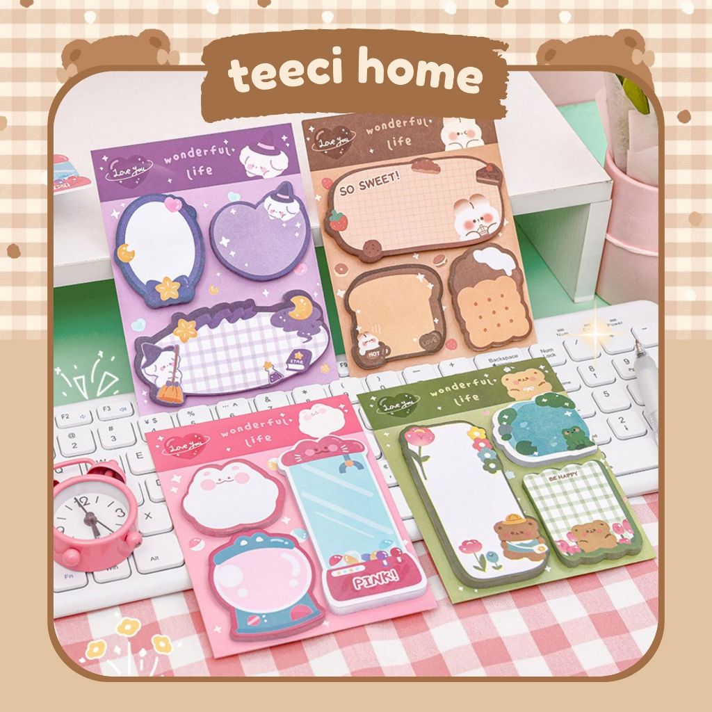 Sticky Giấy Note To Do List Ghi Chú In Hình Gấu Thỏ Nền Nhiều Màu TEECI ...