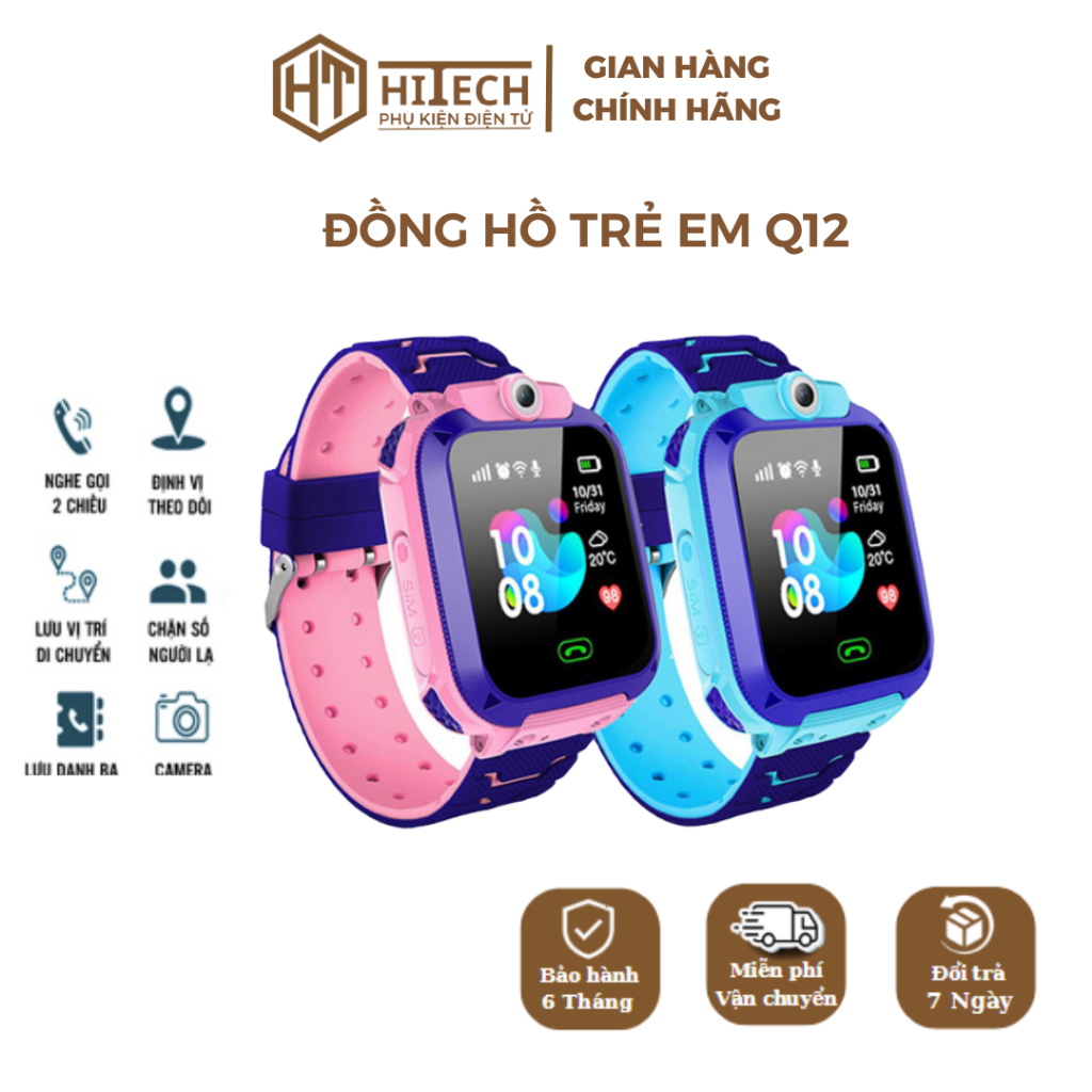 Đồng Hồ Thông Minh Trẻ Em Hitech Q12, Lắp Sim - Nghe Gọi, Chống Nước IP67 | Shopee Việt Nam