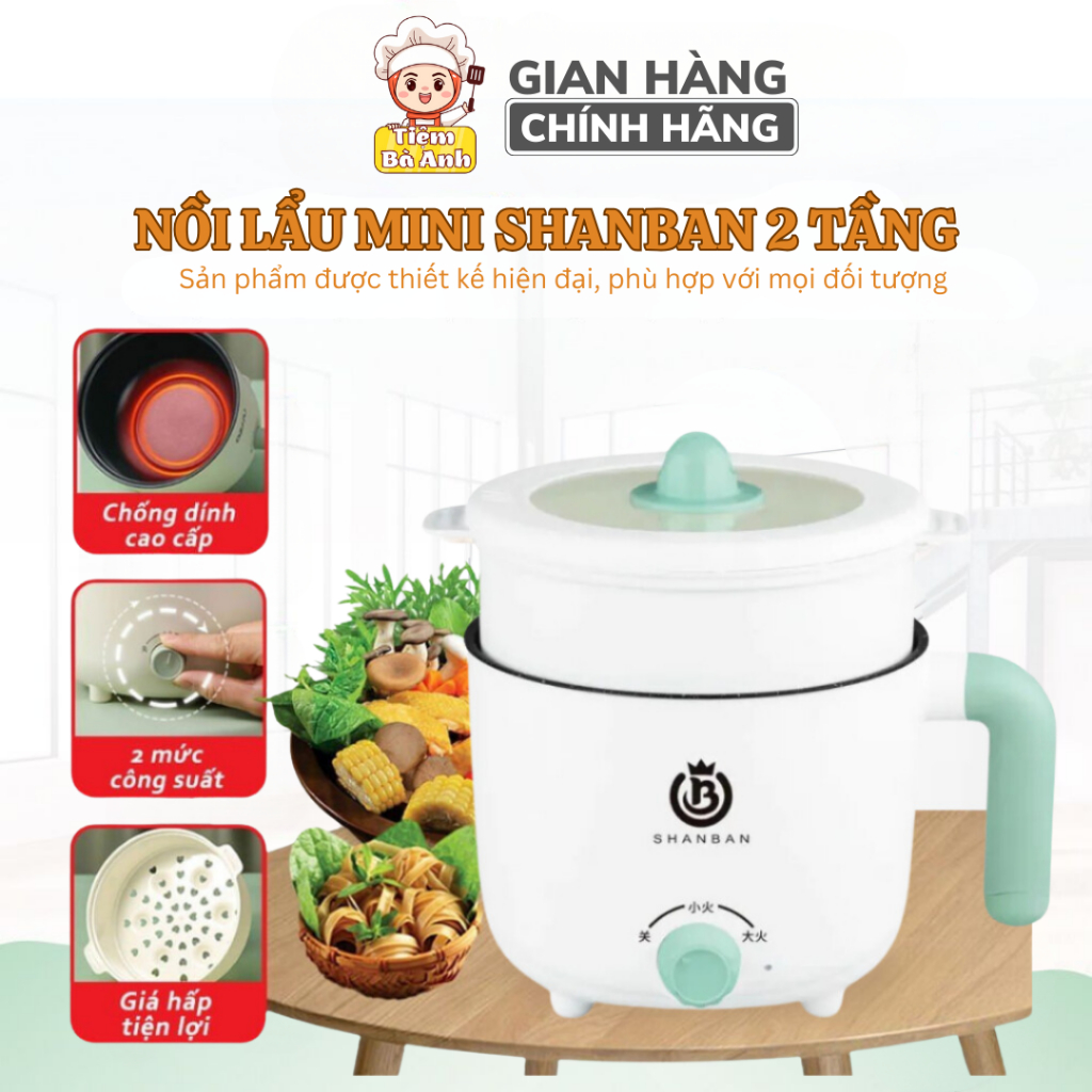 Ca nấu mì Shanban 2 nấc nhiệt 600w đa năng mẫu mới 2023, nồi lẩu điện ...