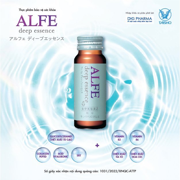Nước uống Alfe Deep Essence bổ sung collagen, tăng độ ẩm, độ đàn hồi da hộp 10 chai x 50ml ...