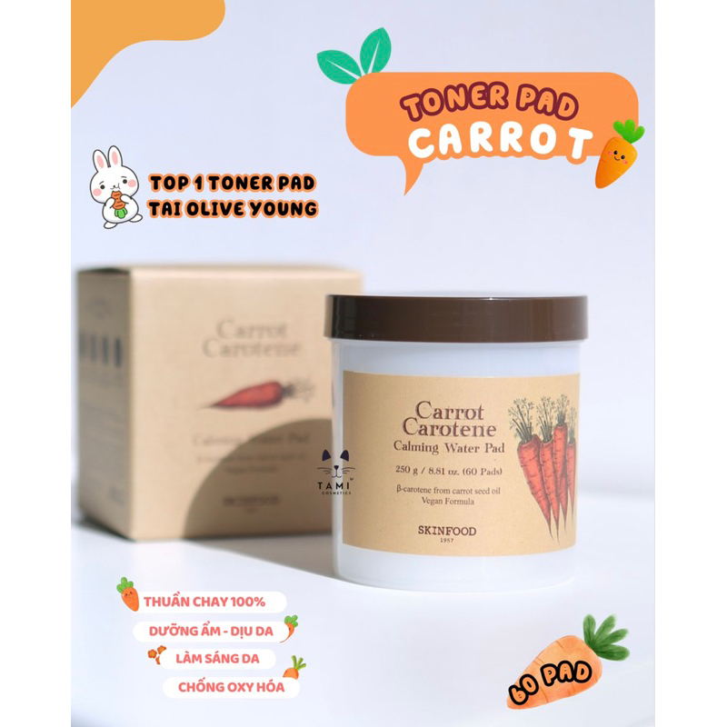 Toner Pad Skinfood Carrot Carotene Calming Water Pad tẩy da chết dịu da ...